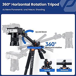 Fotopro 68 inch Camera Tripod Horizontal 360 Tripod Portable Monopod with Ball Head 16KG Load Capacity Quick Release Plate, for Travel and Work