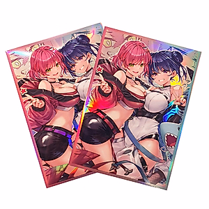 100ct Holographic Flashing (Different Painted Twins) Top Loading Trading Card Sleeves Deck Protector for YuGiOh/Japanese Sized Cards 63x90mm (A02)