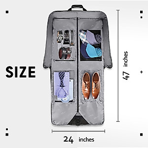 MATEIN Garment Bag for Travel, Large Carry on Garment Bags with Strap for Business, Waterproof Hanging Suit Luggage Bag for Men Women, Wrinkle Free Suitcase Cover for Shirts Dresses Coats, Black