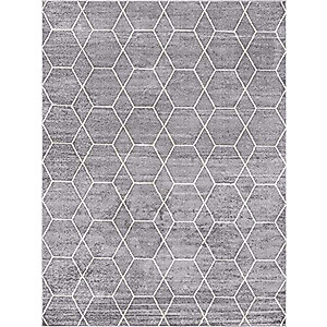 Unique Loom Trellis Frieze Collection Area Rug - Geometric (10' x 13', Light Gray/ Ivory)