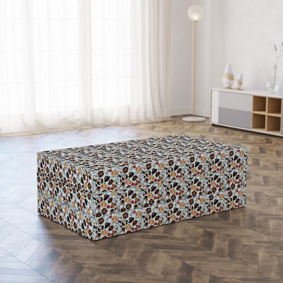 Ambesonne Dog Lover Foldable Mattress, Canine Breeds Love, 78.7" x 47.2", Multicolor