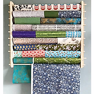 Storage Station, Organizer, Dispensing Rack for Gift Wrapping Paper, Ribbons, Cellophane, Vinyl Rolls, Paper & Other Arts & Crafts Items. Holds 10 Rows. Adjustable Width. Easy Wall Mount. Hardware Included.
