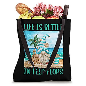 Life Is Better In Flip Flops - Funny Beach Garden Gnome Tote Bag