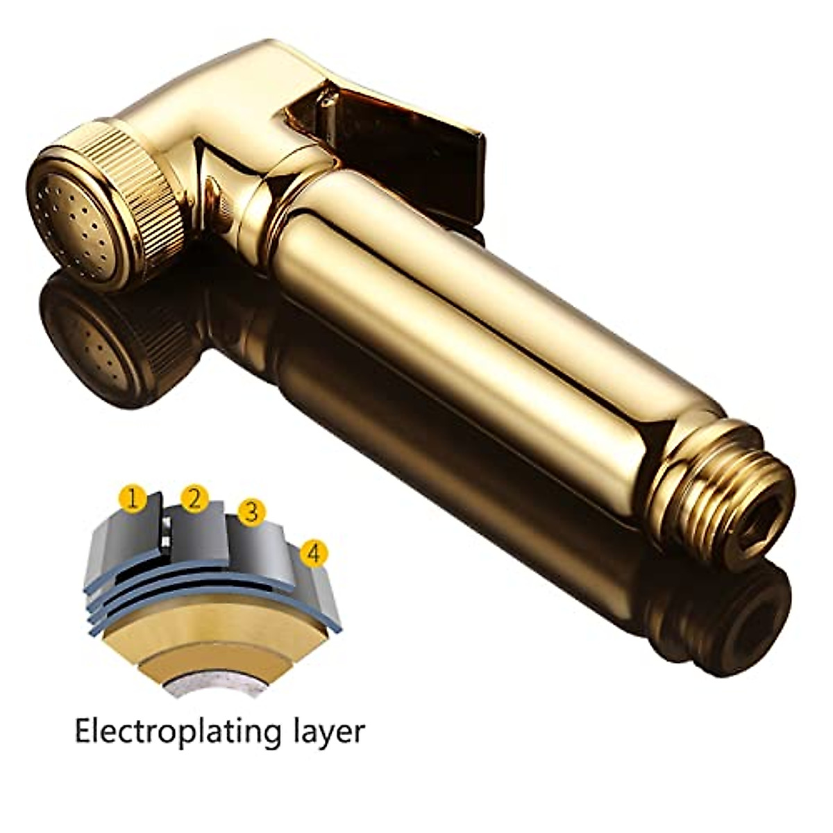 Shower System, Handheld Bidet Sprayer for Toilet Gold Baby Cloth Diaper Sprayer Portable Brass Hand Held Toilet Bidet Sprayer Head with Bidet Hose for Feminine Wash, Pet Washing, Easy to Install