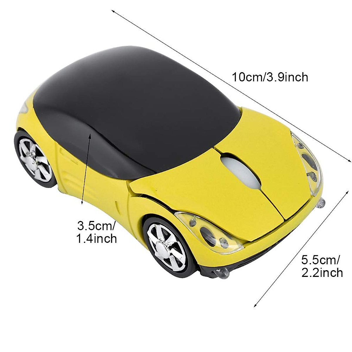 Zerone 2.4GHz Mouse, Portable Optical Mouse 1600DPI for/Android/ME/Windows PC/Tablet Gaming Office (Yellow)