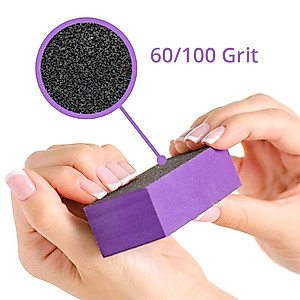 Karlash 10 Pcs Purple Black Nail Buffer Sanding Block Polisher Buffing File Nail Art Manicure Pedicure File 60/100 (Purple)