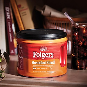 Folgers Breakfast Blend Mild Roast Ground Coffee, 22.6 Ounces (Pack of 6)