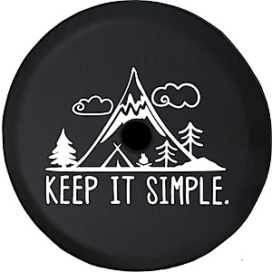 JL Series Spare Tire Cover with Backup Camera Hole Keep it Simple Mountains Clouds and Trees Black 32 in
