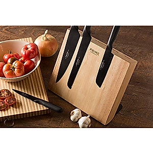 Chicago Cutlery Prime 5Pc Magnetic Wood Block Set, German MOV Stainless Steel Blades, Black, Beech