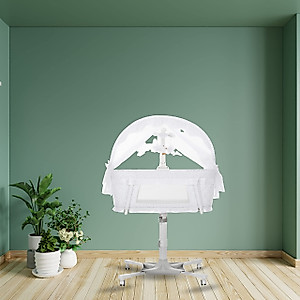 Dream on Me Breeze Swivel Baby Bassinet in White, 4 Adjustable Height Positions, Sturdy and Lightweight Portable Bassinet, Breathable Mesh Sides with Waterproof Mattress Pad