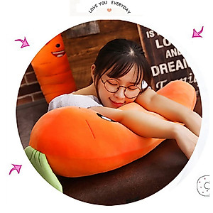 JOSON Orange Imitation Carrot Pillow, Children's Sleeping Pillow Doll, Plush Toy pad, Used for Bedroom, Sofa and Office Decoration （17.7inch）