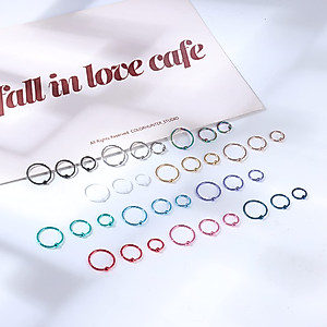 ORAZIO 36Pcs Surgical Steel Nose Ring Hoop for Women 20 Gauge Nose Piercing Jewelry Septum Ring Cartilage Helix Piercing 6-12mm