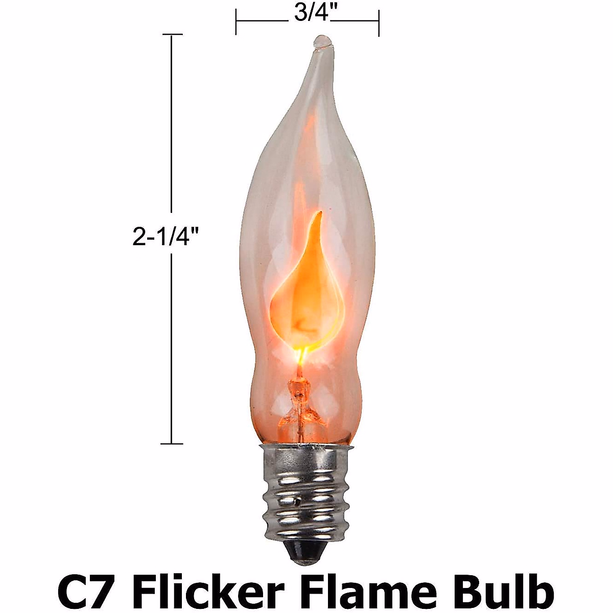 Romasaty Flicker Flame Light Bulb, Flame Shaped Bulb Dances with a Flickering Orange Glow, E12 Flame Candelabra Light Bulbs, 12 Pack