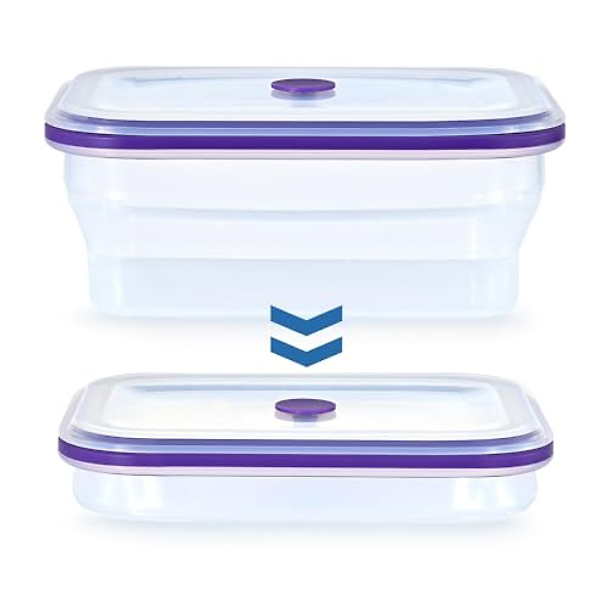 DERUI Collapsible Food Storage Containers, Premium Silicone, BPA Free,Microwave and Oven Safe Container with lids, For Travel, Camping or Baking 1200ml/40.6OZ(Purple,1Pack)