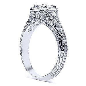 Kobelli Diamond Antique Style Filigree Engagement Ring 5/8 CTW in 14k White Gold, Size 5