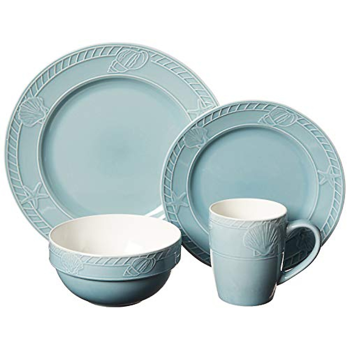 Pfaltzgraff Antigua 16 Piece Dinnerware Set (Set of 4), Blue