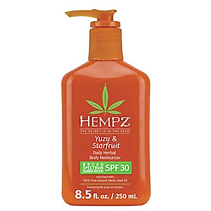 Hempz Yuzu & Starfruit Daily Herbal Lotion with Broad Spectrum SPF 30 - Fragranced, Paraben-Free Sunscreen and Moisturizer with 100% Natural Hemp Seed Oil for Women - Premium Skin Care Products