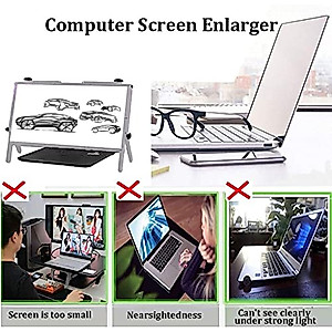 Laptop Screen Magnifier 21" Computer Screen Magnifier with Adjustable Angle Design Portable Foldable Amplifier Desktop Magnifying Mirror for Seniors Reading Close Work