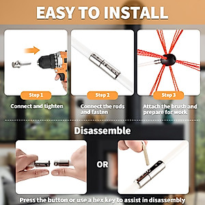 Bluesea 39 Feet Chimney Sweep Kit, Ergonomic Chimney Cleaning Kit, Extends Up to 39 Feet, Chimney Cleaner, Chimney Cleaning Tools, Chimney Cleaning System with Strong Brush, 12 Flexible Chimney Rods