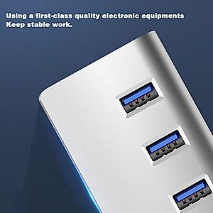 USB Hub, USB3.0 Splitter Docking Station with 7 Port for PC, Laptop, Keyboard, Mouse, Hard Disk Drive, Plug and Play