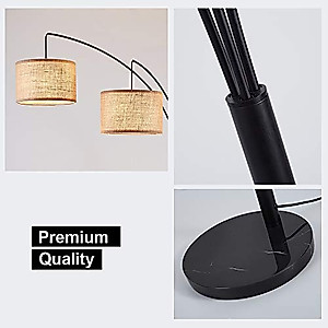Over Couch Arc Lamps, Multi Head Tree Floor Lamp for Living Room, 3 Lights Standing Lamps Floor with Mable Heavy Base (Black)