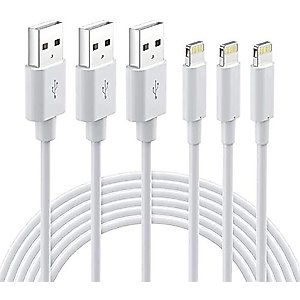 Lightning Cable MFi Certified - iPhone Charger 3Pack 3FT Lightning to USB A Charging Cable Cord Compatible with iPhone 14 13 12 SE 2020 11 Xs Max XR X 8 7 6S 6 Plus 5S iPad Pro iPod Airpods - White