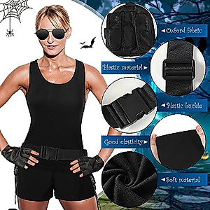 Shinymoon 5 Pcs Halloween Thigh Holsters Costume Set Leg Gun Holster for Women Crop Tank Tops Hiking Shorts Sunglasses Fingerless Motorcycle Hand Gloves for Women
