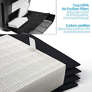 Pokin HPA300 True HEPA Filter Replacement Compatible with Honeywell Air Purifier HPA300 Series, HPA300, HPA304, HPA8350, HPA300VP, HPA3300b, HPA5300, Pack of 3 HEPA R and 4 Pre Filters