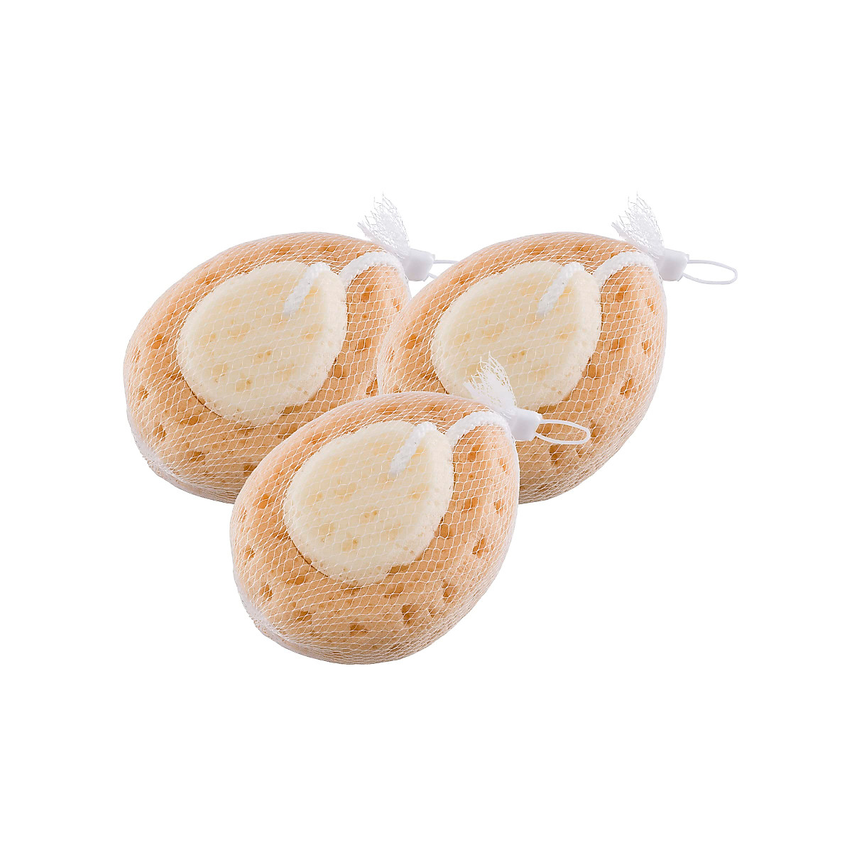 Freeman Faux Sea Sponge Set, Bath & Shower Sponge, Deep Cleansing Bath Sponge for Face & Body, Pairs with Face Cleanser & Body Wash, Multitasking Bath Accessory, Cruelty Free, 3 Count