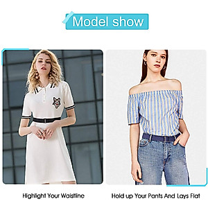 JASGOOD 4 Pack Invisible Women Stretch Belt No Show Elastic Web Strap Belt with Flat Buckle for Jeans Pants Dresses