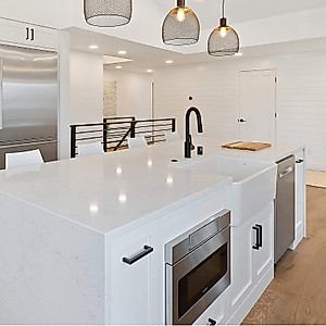 Goldenwarm 10 Pack Black Square Bar Cabinet Pull Drawer Handle Stainless Steel Modern Hardware for Kitchen Bathroom Cabinets Cupboard,Center to Center 3in (76mm) Modern Matte Black Drawer Pulls