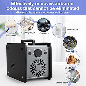Ozone Generator 35,000mg/h, Ozone Odor Eliminator Machine for Home Car, Ultra-Powerful Ozone Generator for Comprehensive Odor Elimination Black