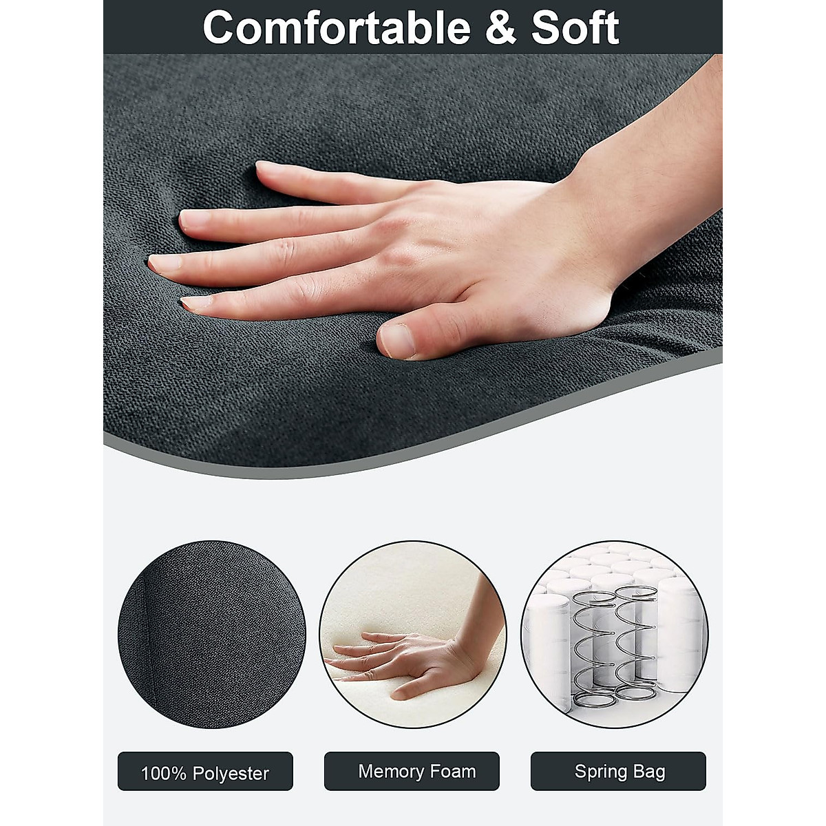 Jarenie 79.53" W Convertible Sectional Sofa, Modern L Shaped Upholstered 3 Seat Sofa Couches with Reversible Chaise for Living Room, Apartment, Dark Grey