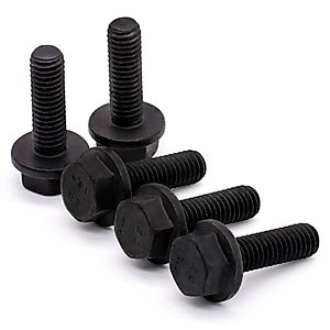 Glvaner M6-1.0 x 16mm (25 pcs) Alloy Steel Flanged Washer Head Hex Bolts, Extra-Large Washer Head, 10.9 Grade Black Oxide Finish GB5789 Full Thread
