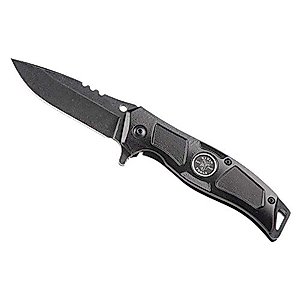 Klein Tools 44228 Electrician's Pocket Knife with Stainless Steel Blade, Perfect for Splitting Cable, Stripping Wire and Everyday Tasks, Black