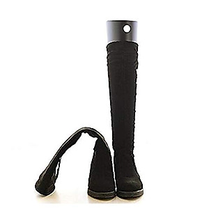 QUUPY 2 Pairs 16 Inch Long Thicken Plastic Shoe Shaper Holder Shoe Trees Stretcher Inserts Tall Boot Automatic Stand Support No Print for Women Over-The-Knee Boots Taller Boot Knee High Shoes (Black)
