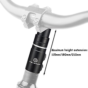 Teyssor Bike Stem Riser 115mm 180mm 210mm Adjustable Bike Fork Stem Extender,Aluminium Alloy Bicycle Handlebar Raiser Head Up Adapter Suitable for Road Bike,Mountain Bikes,MTB,BMX