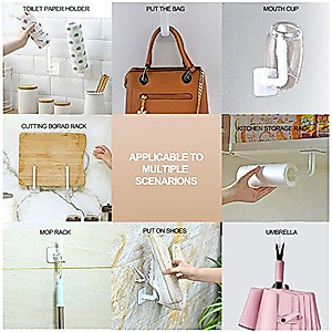 6Pcs Utility Hooks, Adhesive Hooks, Multi-Purpose Wall-Mounted Hooks, Bathroom Towel Hooks, Toilet Paper Towel Hooks, Hooks for Kitchen, Bedroom, and Living Room