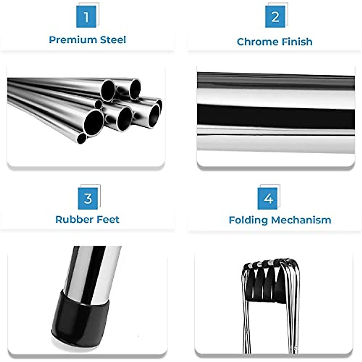 USTECH X-Shape Single Tier Foldable Luggage Rack with Nylon Straps & Rubber Feet for Added Stability | Metal Stand or Temporary Shoe Rack for Guest Room Storage | Perfect for Small Spaces