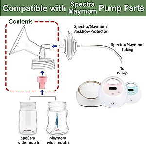 Maymom Pump Part Compatible with Spectra/Ameda Luna Pumps, Syngery Gold; Incl Wide Mouth Flange 19 mm Valve; Not Original Spectra Flange; Replaces Spectra S1 S2, Plus Shield, Pump Parts, Accessories