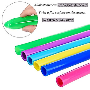 ALINK Reusable Silicone Straws, 10.5” Long Skinny Tumbler Replacement Straws for 20 oz 30 oz Yeti/Rtic/Tervis/Ninja/Ozark Trail/Aladdin/Mason Jar, Set of 6 with Cleaning Brush