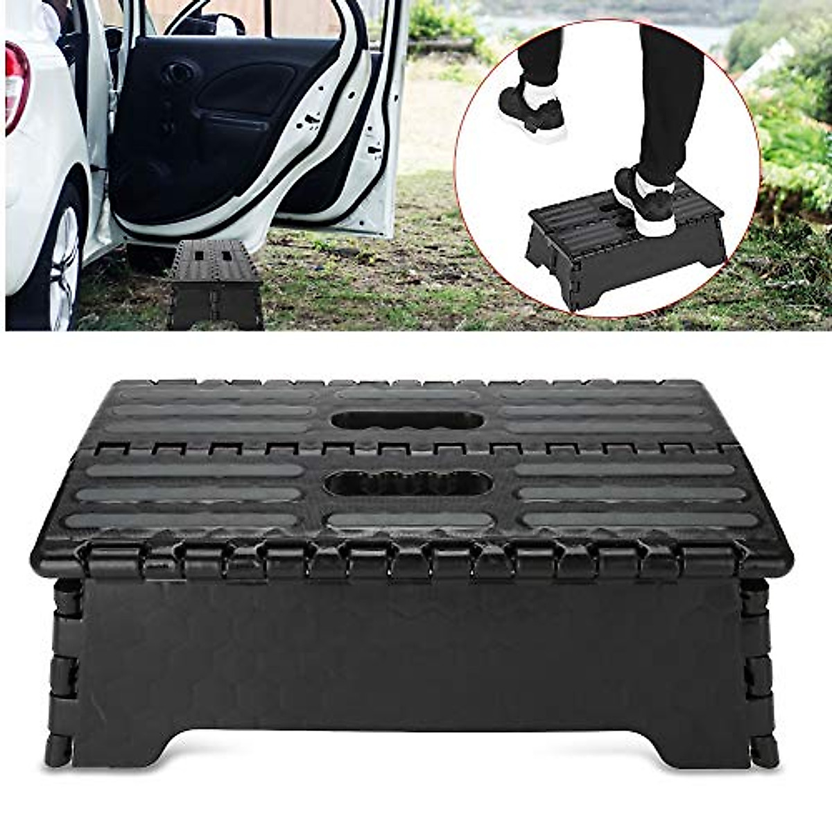 Folding Step Stool, 15 Inch The Anti Skid Step Stool is Sturdy to Support Adults and Enough for Kids. Opens Easy with One Flip. Great for Kitchen, Bathroom, Bedroom, Kids or