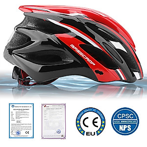 Basecamp Bike Helmet for Men Women with LED Safety Light Removable Sun Visor Lightweight Bicycle Helmet Adjustable Breathable Mountain & Road Cycling Helmets for Adult (BC-10)