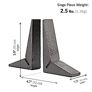 Ambipolar Cast Iron Bookends, Sharp Triangle Theme, Black Decorative Bookends for Home Decor, Office Desk, Bookshelves, Bookends for Heavy Books
