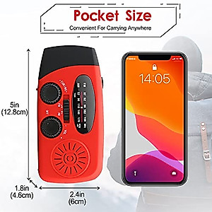 Emergency Hand Crank Radio with LED Flashlight for Emergency, AM/FM NOAA Portable Weather Radio with 2000mAh Power Bank Phone Charger, USB Charged & Solar Power for Camping, Emergency