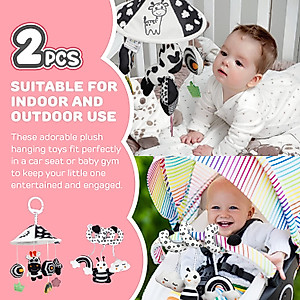 TOY Life 2 Pack Hanging Baby Toys 0-6 Months, Car Seat Spiral Toys for Babies 0-6 Months, Crib Toys Hanging Newborn Toys Black and White Hanging Stroller Activity Toy for Babies, Infant Carseat Toys