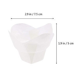 Cabilock 100pcs Mini Paper Baking Cups Lotus Shape Grease Proof Cupcake Liners For Cake Balls Muffins Cupcakes Candies (White)