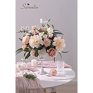 Serwalin Cheesecloth Table Runner 13ft x 35" Gauze Table Runner for Wedding Reception Bridal Shower Baby Shower,Long Pink Table Runner 157” x 35”Rustic Boho Party Table Decor