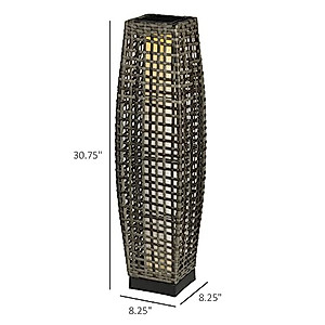 Outsunny Solar Floor Lamp, Outdoor Garden Lantern Pathway Light & Decorative Driveway Lighting with Auto On/Off LED Lights for Porch, Yard, Lawn, Courtyard, Deck, Gray