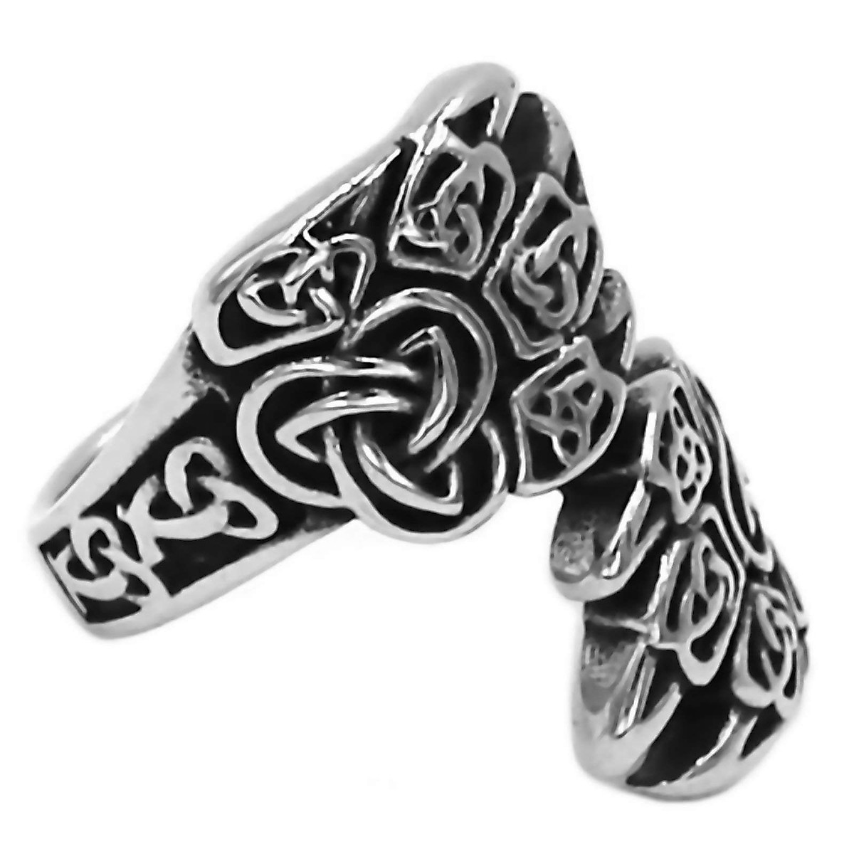 Fantasy Forge Jewelry Viking Bear Claw Ring Mens Womens Norse Style Silver Stainless Steel Celtic Band Sizes 7-13 (12)